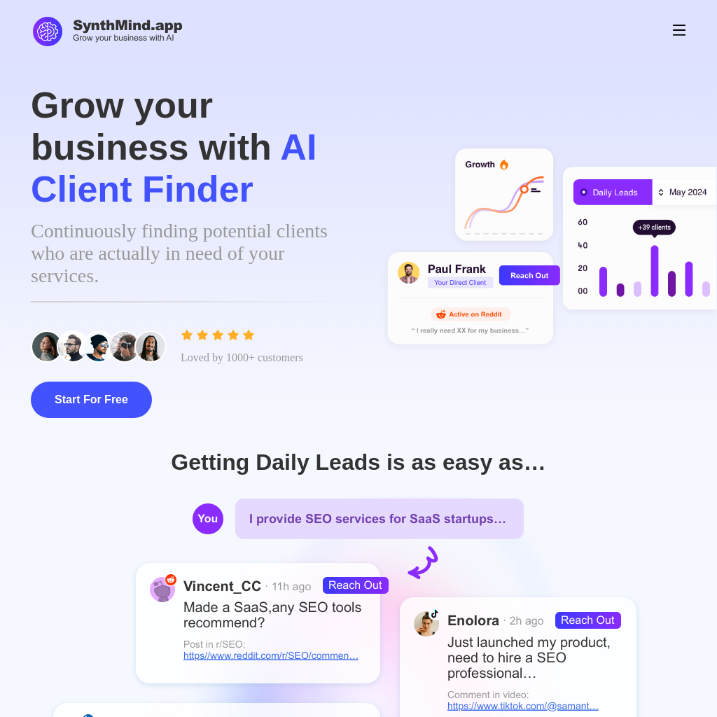 AI Client Finder by SynthMind - Leads AI 3 - SynthMind AI로 잠재 고객 확보