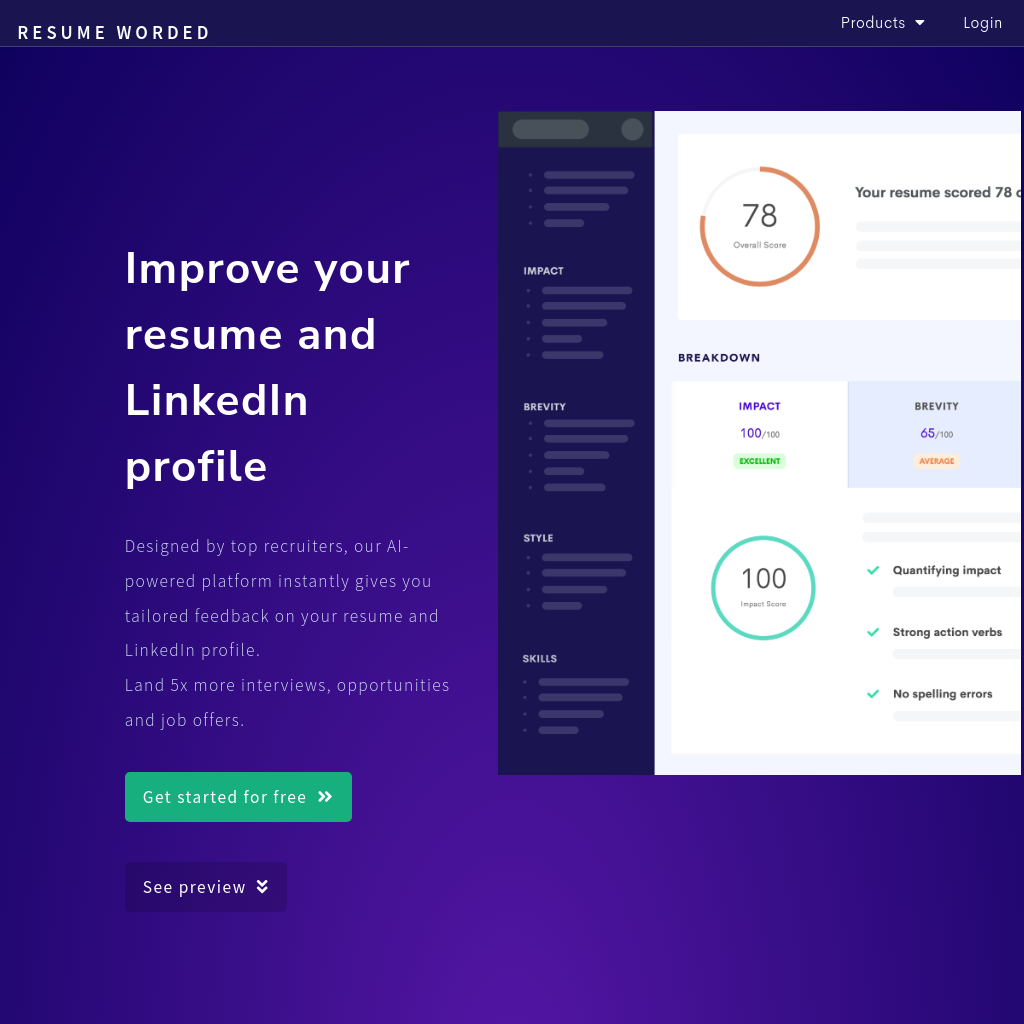 Resume Worded - Resume Worded - Free instant feedback on your resume ...