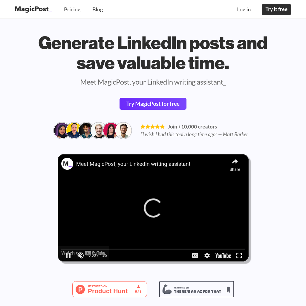 MagicPost - MagicPost | LinkedIn™ Post Generator with AI