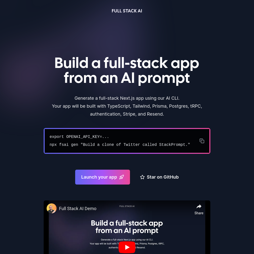 Full Stack AI - AI-Powered Full-Stack App Generator