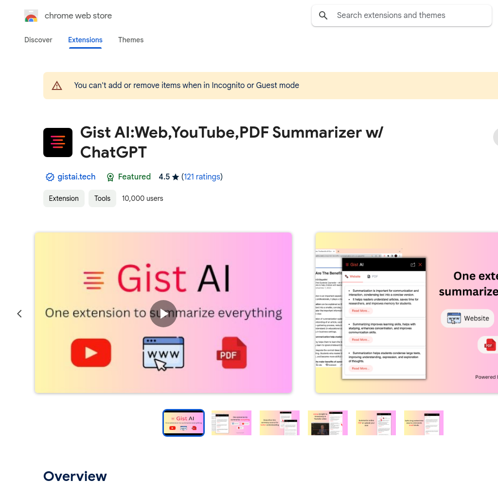 Gist AI - Gist AI: Web, YouTube, PDF Summarizer w/ ChatGPT