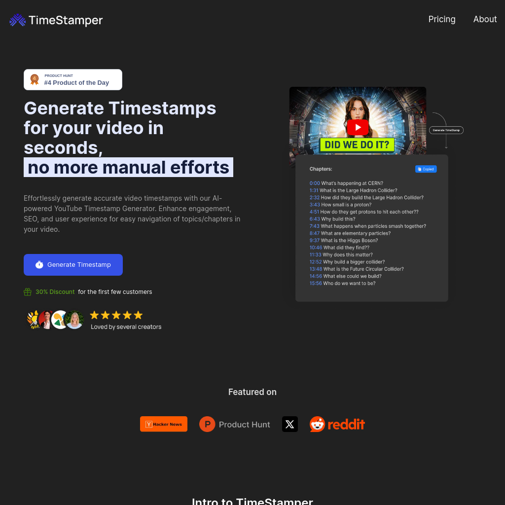 TimeStamper - AI-Powered YouTube Timestamp Generator