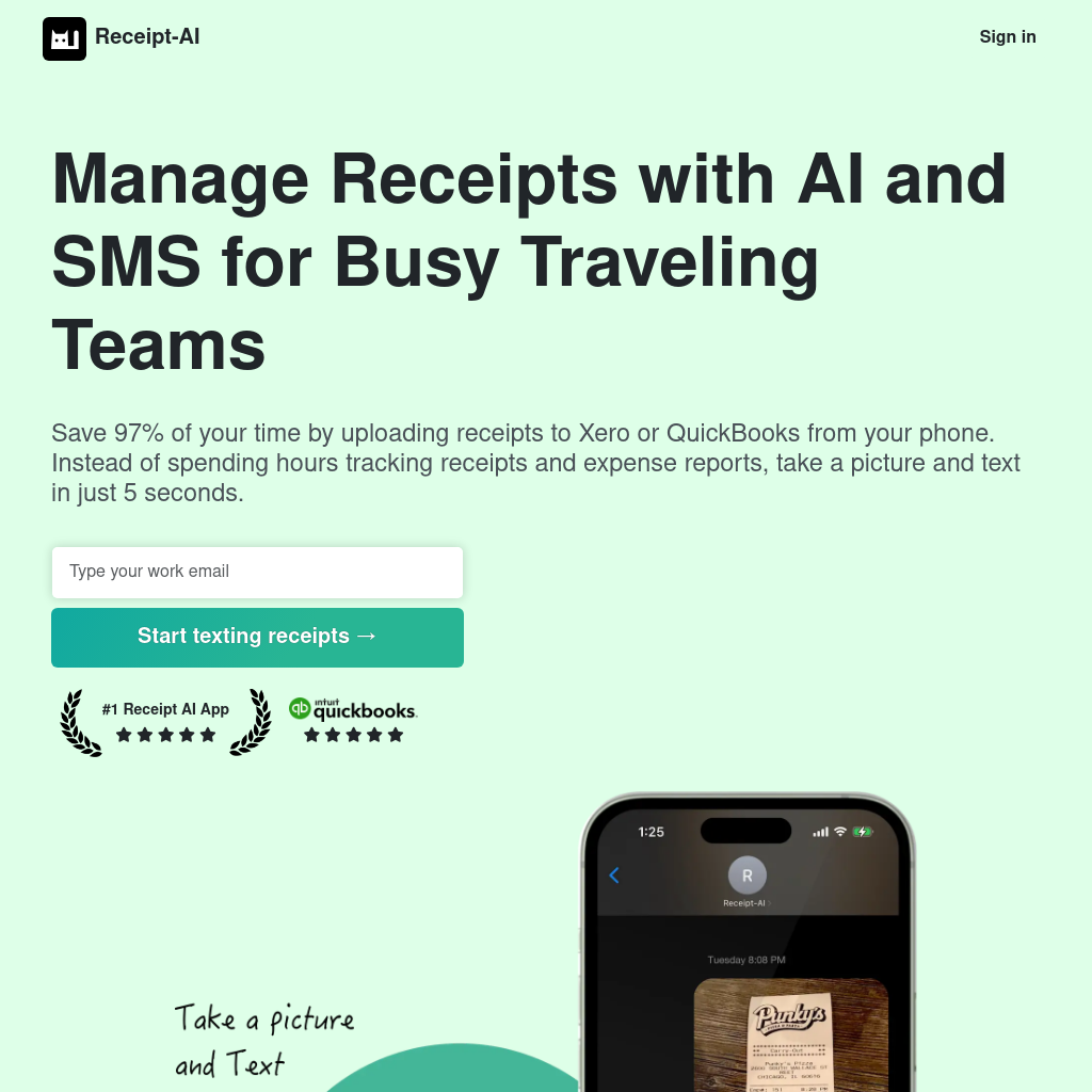 Receipt-AI - Manage Receipts with AI and SMS for Traveling Teams