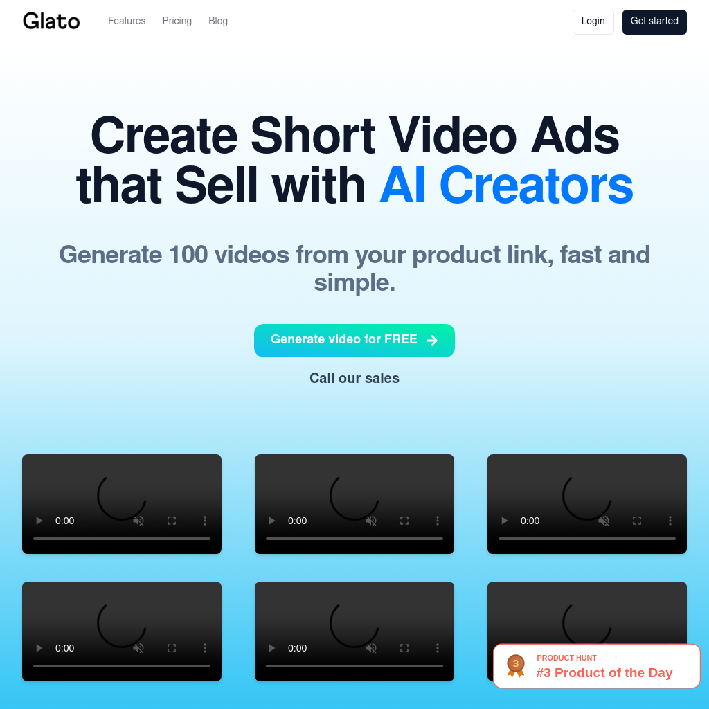 Glato AI (Beta) - Create Short Video Ads with Glato AI