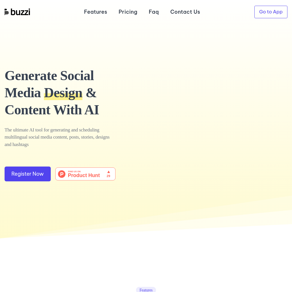 BUZZI AI - AI 소셜 미디어 포스트 디자인 생성기