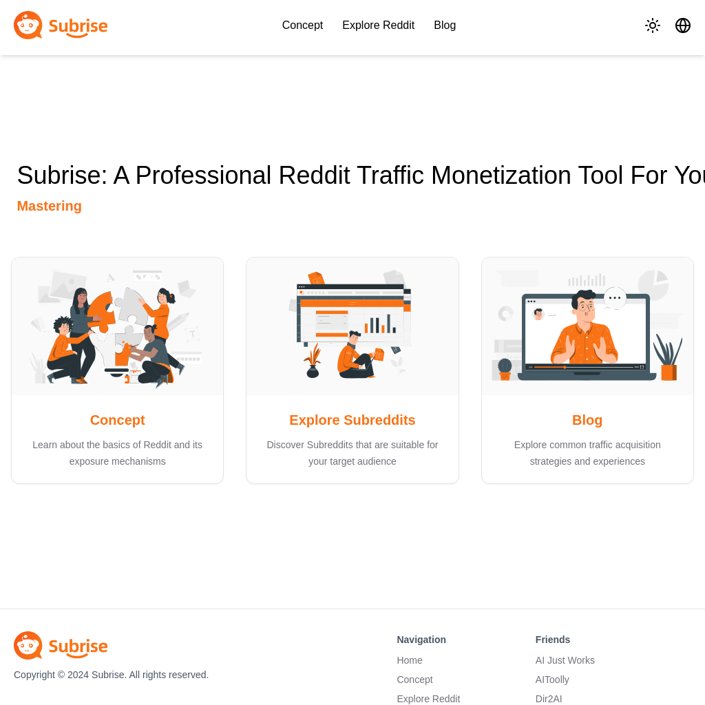 Subrise - Subrise: A Professional Reddit Traffic Monetization Tool