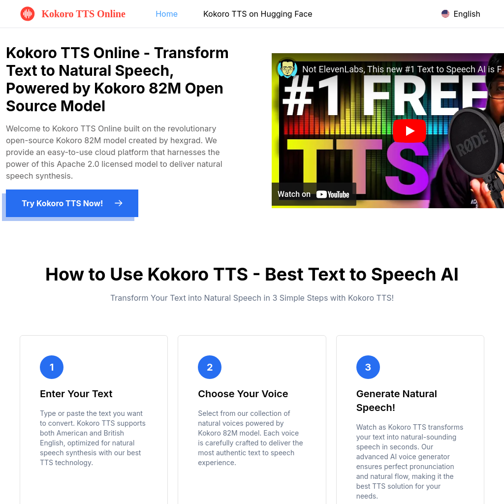 Kokoro TTS - Kokoro TTS Online - Text to Speech AI