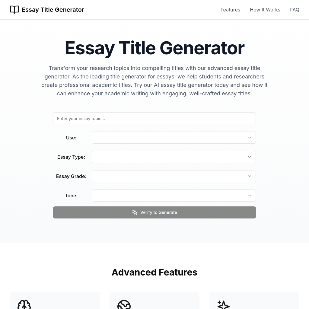 Essay Title Generator - 论文标题生成器