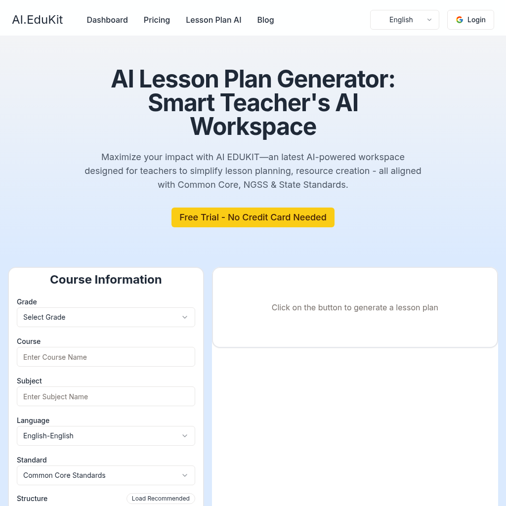 AI EDUKIT - AI Lesson Plan Generator - Smart Teacher's AI Workspace