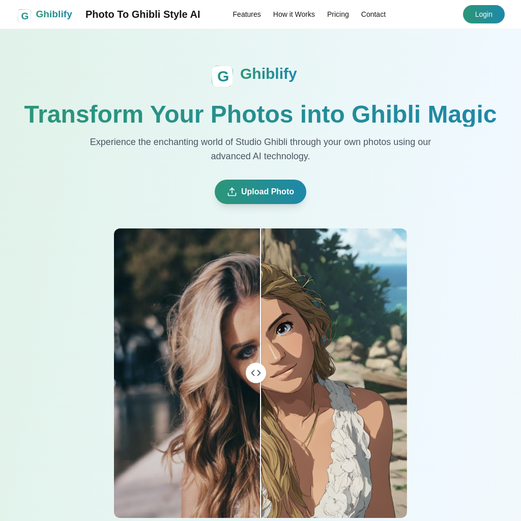 Photo To Ghibli Style AI - Transform Your Photos into Ghibli Magic