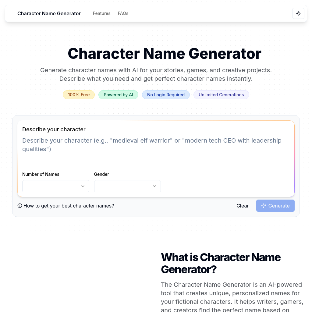 Character Name Generator - 角色名字生成器