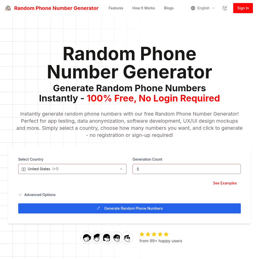 Random Phone Number Generator - Generator Losowych Numerów Telefonów