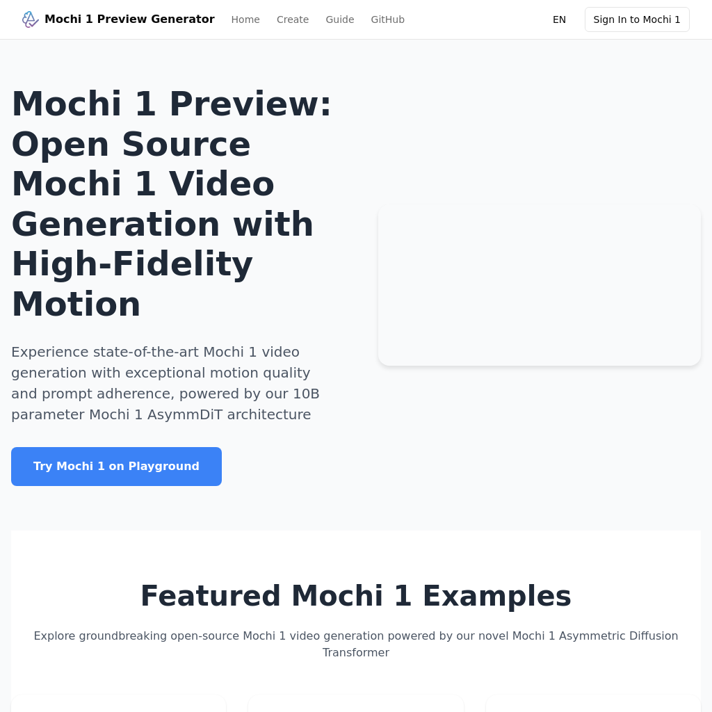 Mochi 1 Preview - Mochi 1 预览生成器
