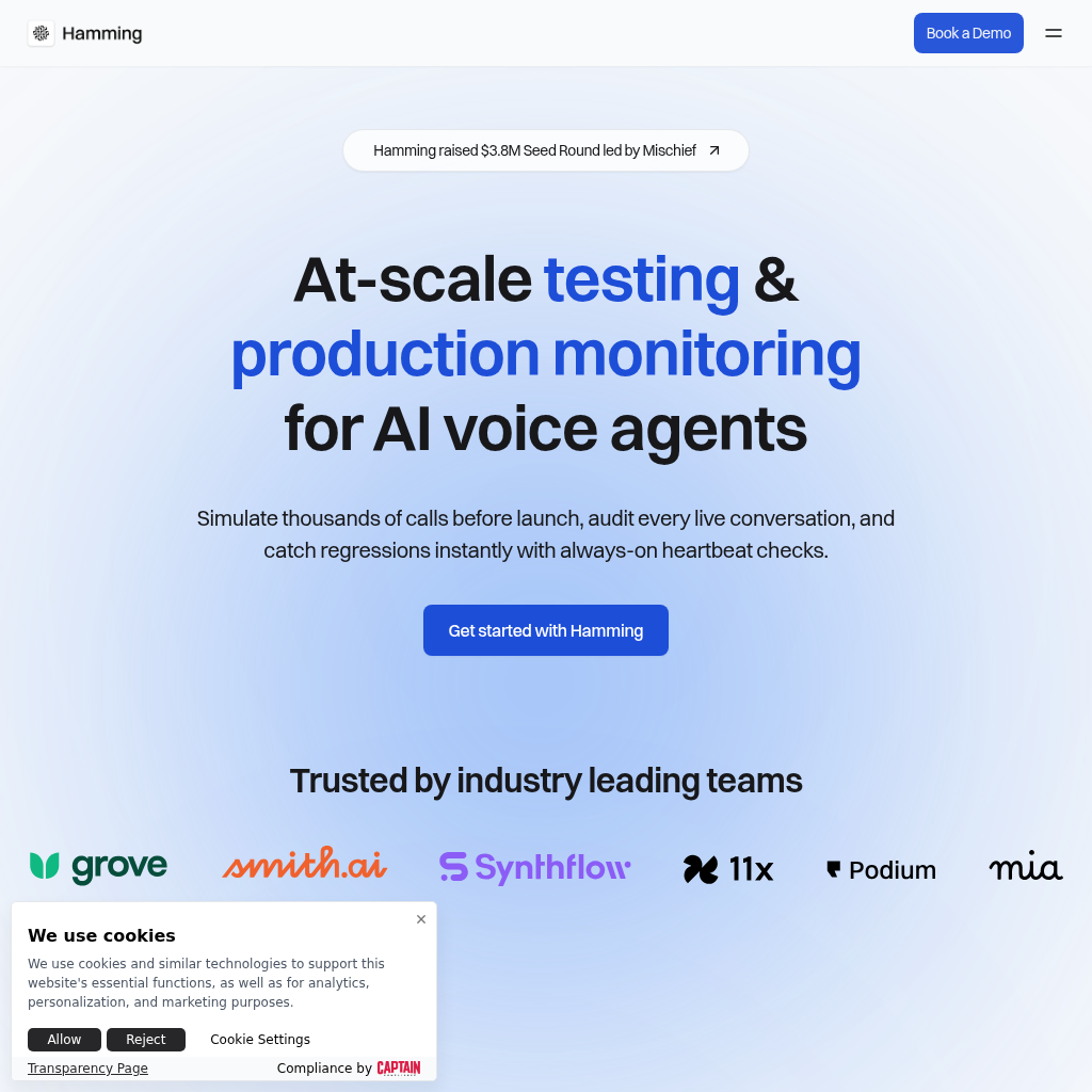 Hamming Ai Hamming Ai Voice Agent Testing And Monitoring Platform 4269