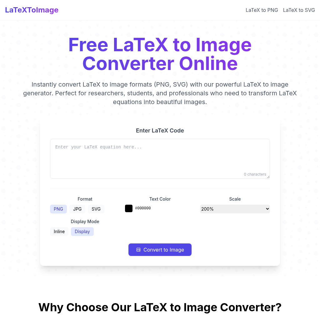 Latex to Image - LaTeX to Image Converter - PNG, JPG, SVG