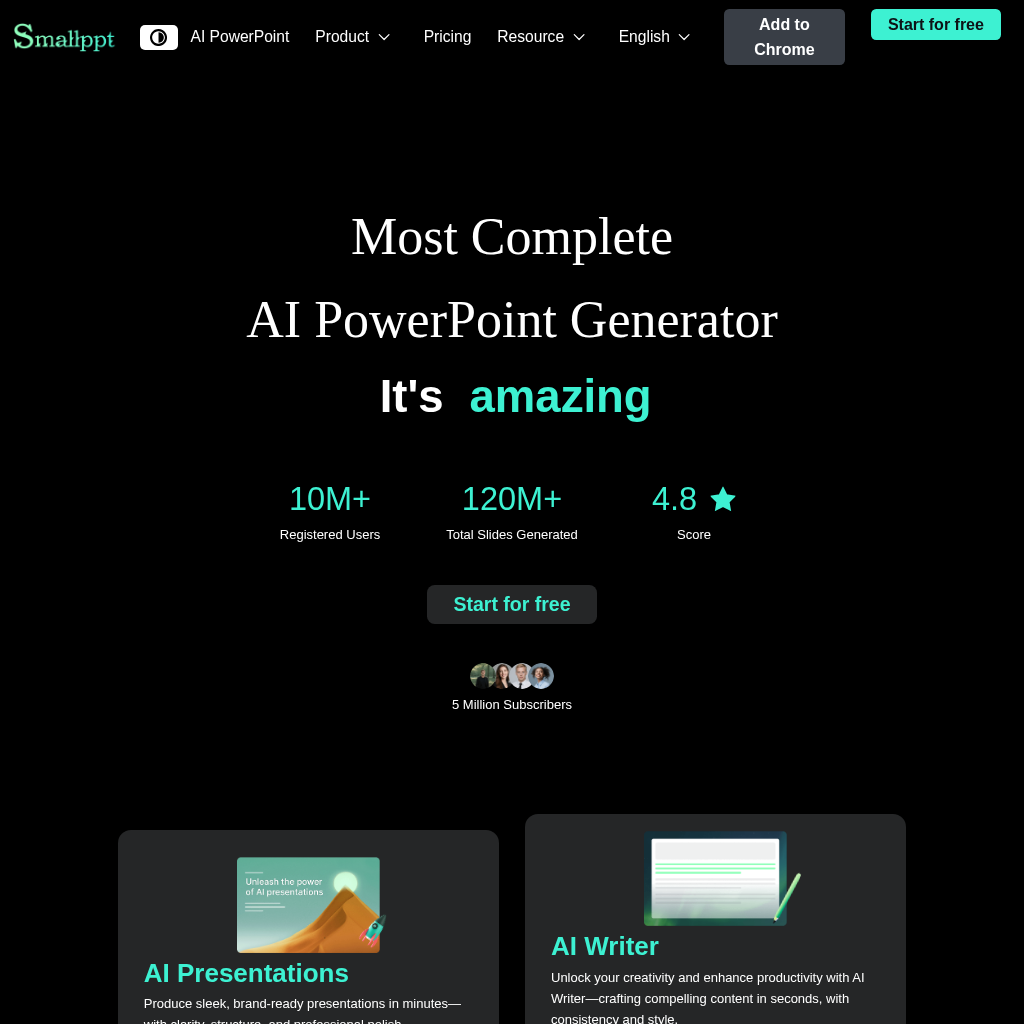 Smallppt: AI PowerPoint Generator & Slideshow Maker - AI Presentation and Writing Tools