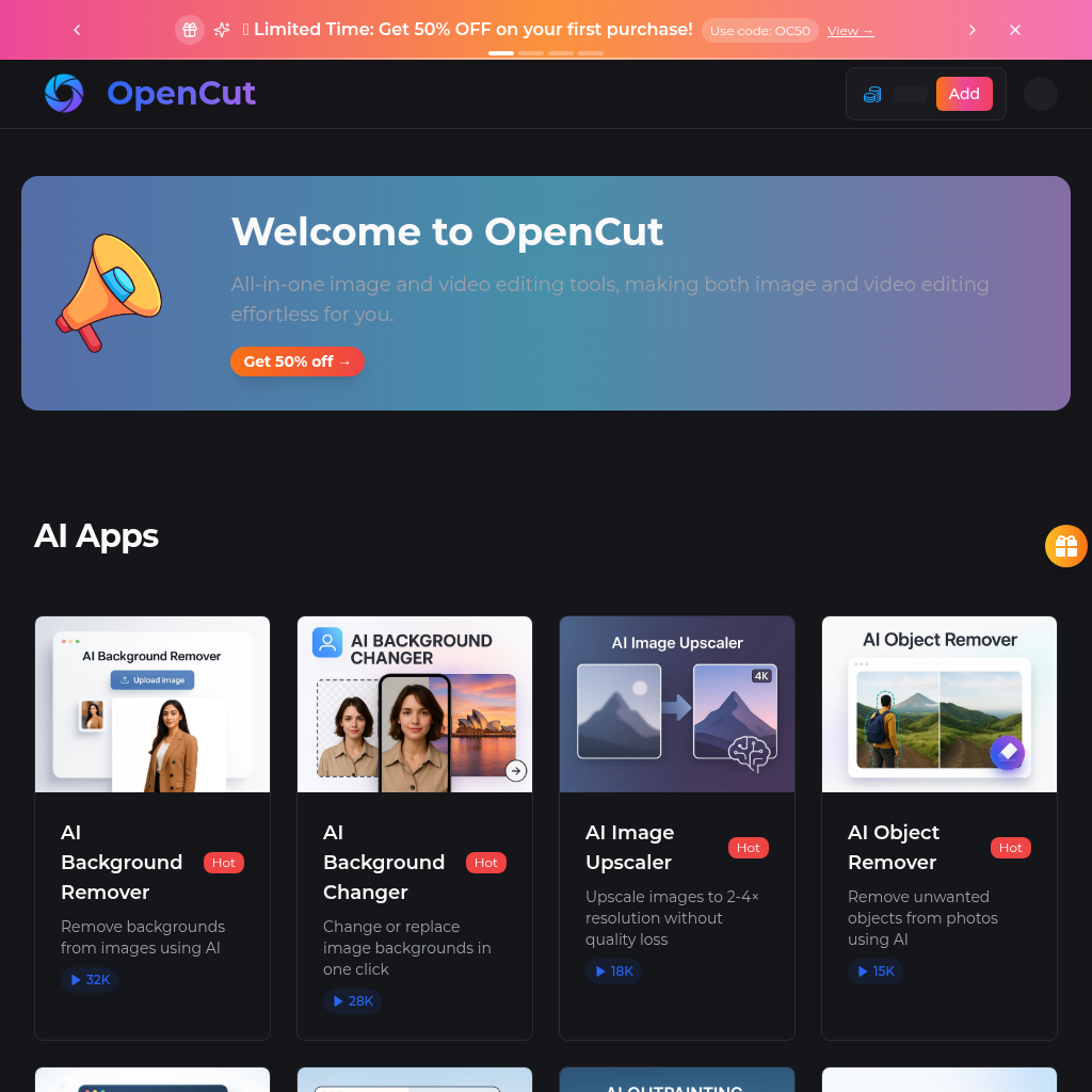 OpenCut - OpenCut - All-in-One Image and Video Editing Tools