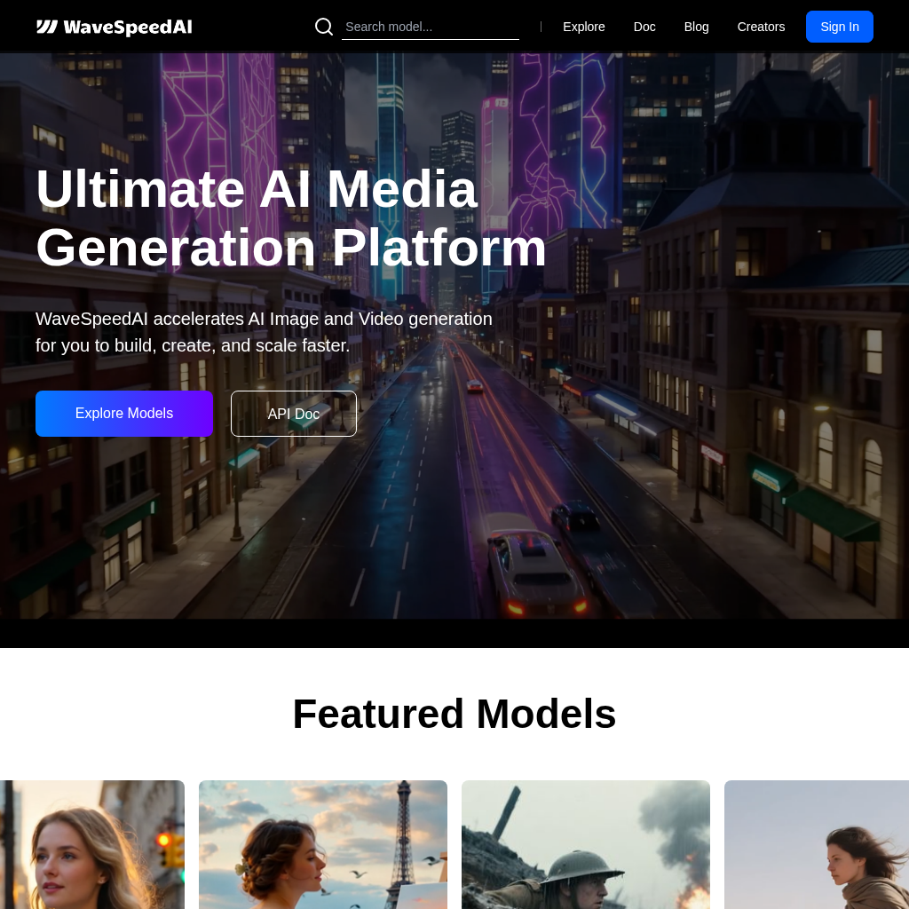 WavespeedAI - WaveSpeedAI - The Ultimate AI Media Generation Platform