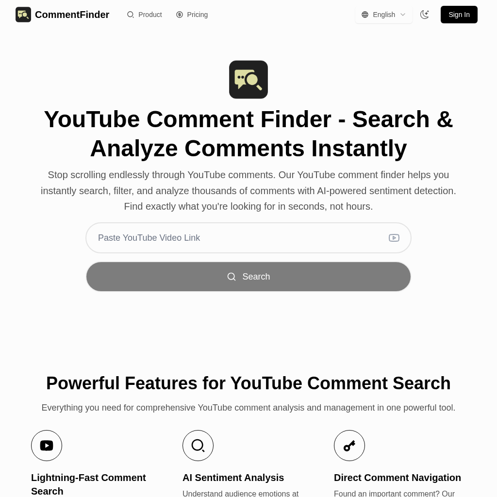 YouTube Comment Finder - YouTube Comment Finder - Search & Analyze Comments Instantly