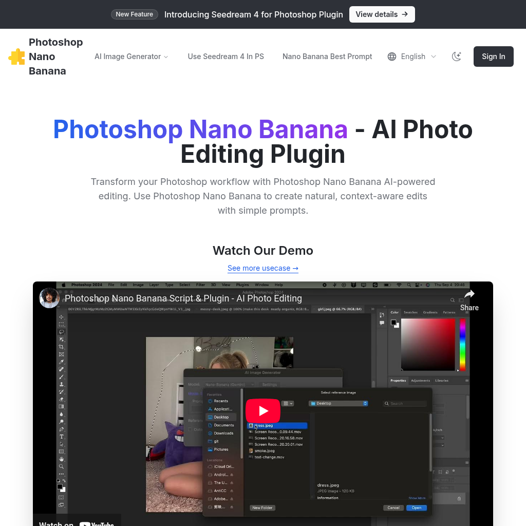 Photoshop AI Plugin - Nano Banana - Photoshop Nano Banana AI Plugin