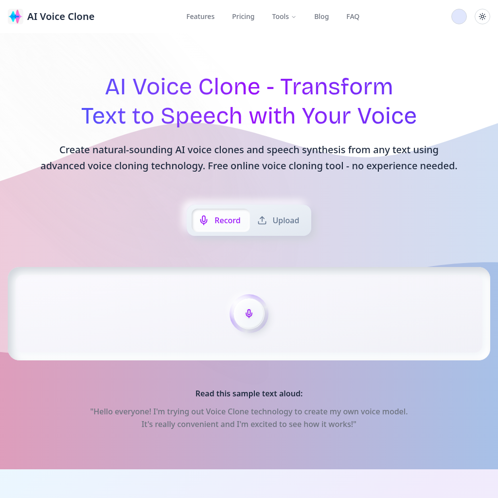 VoiceCloner - AI Voice Clone - Transform Text to Speech with Your Voice