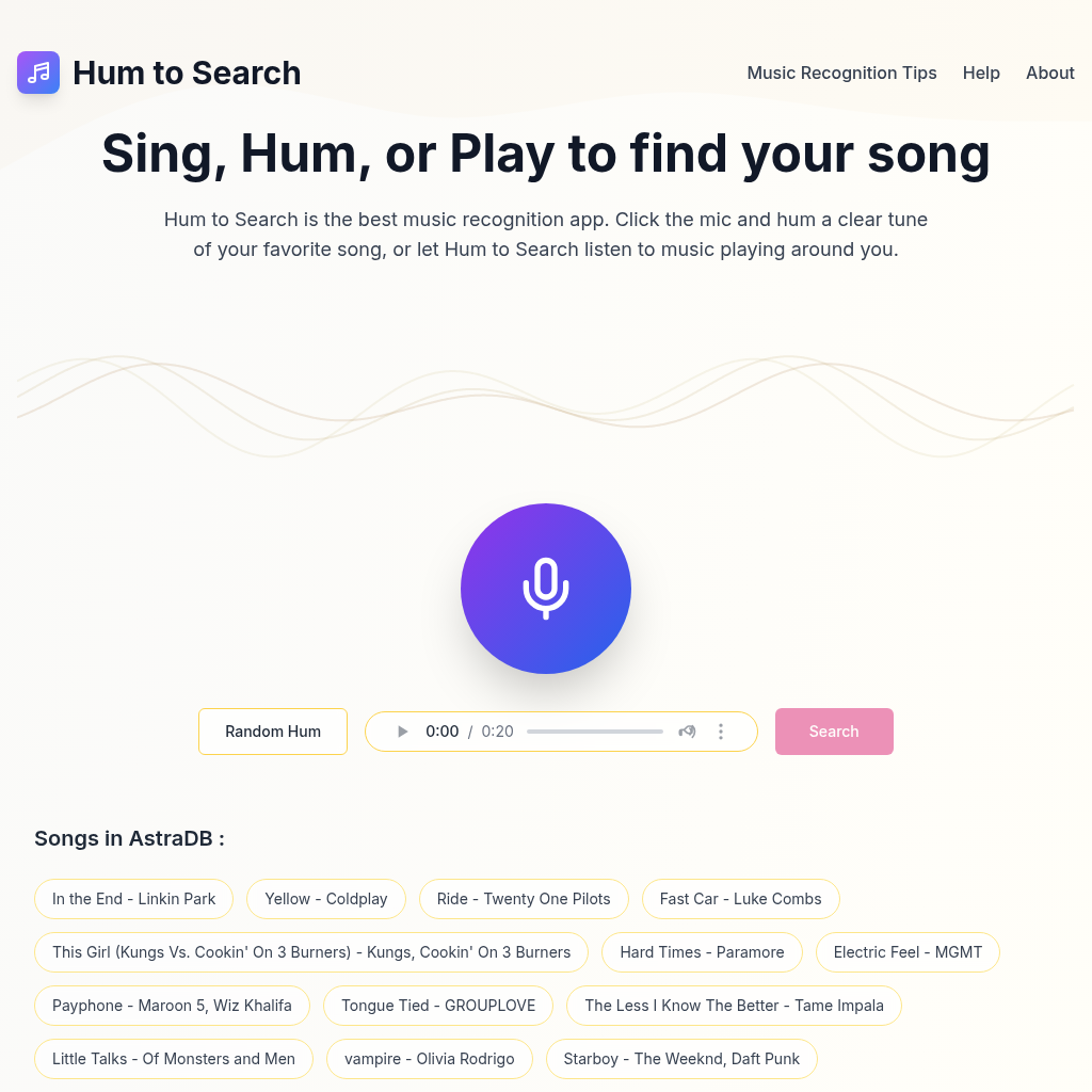 Hum to Search - Hum to Search - AI-Powered Song Recognition App