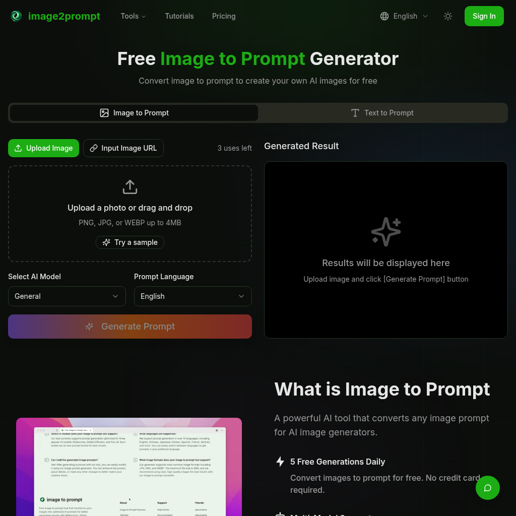 Image2Prompt - Générateur de Prompts d'Image Gratuit