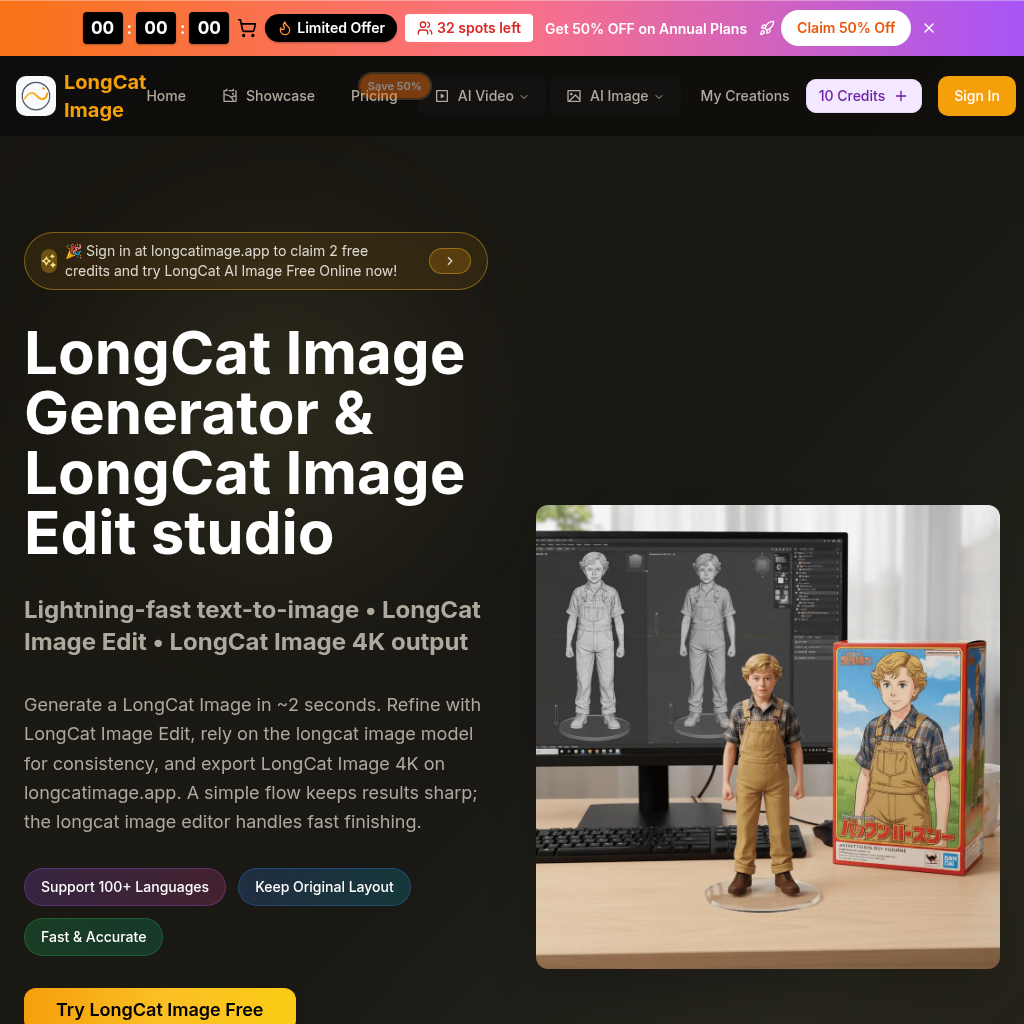 LongCat Image - LongCat Image - Générateur et éditeur d'images IA 2K/4K