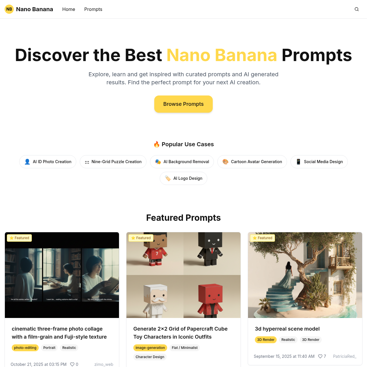 Nano Banana Prompts - Nano Banana: A Curated Library of Premium AI ...