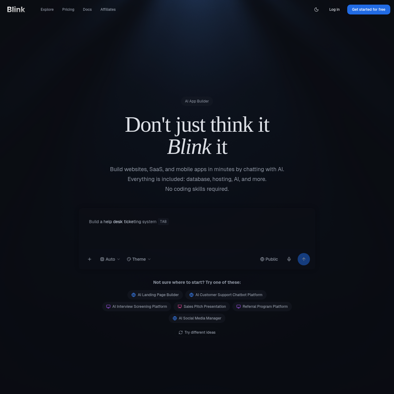 Blink - Blink : L'AI App Builder tout-en-un pour créer des sites et ...