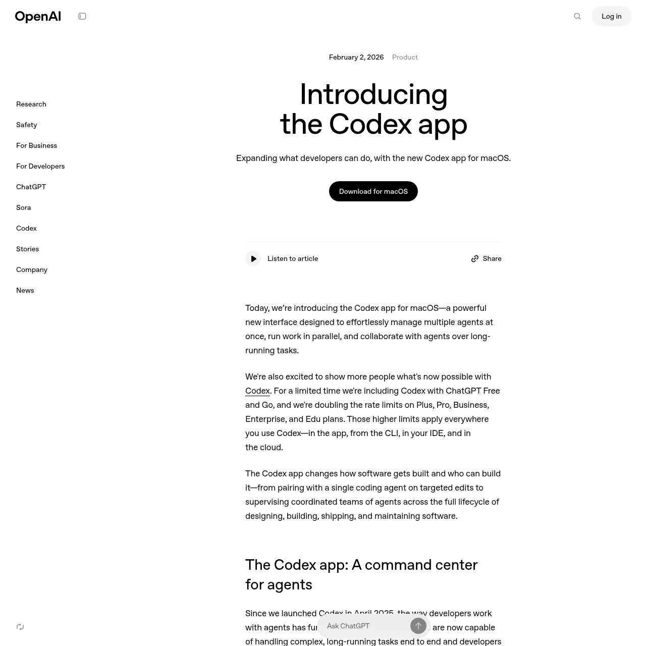Codex by OpenAI - Codex app: A powerful command center for macOS to ...
