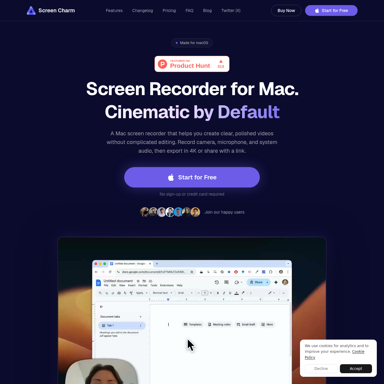 Screen Charm - Screen Charm：专为 macOS 打造的电影感屏幕录制与演示视频制作神器